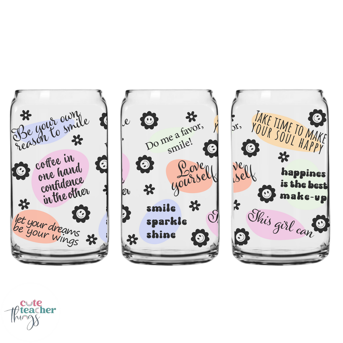 Love Yourself Frosted Glass Cup – Cute Teacher Things